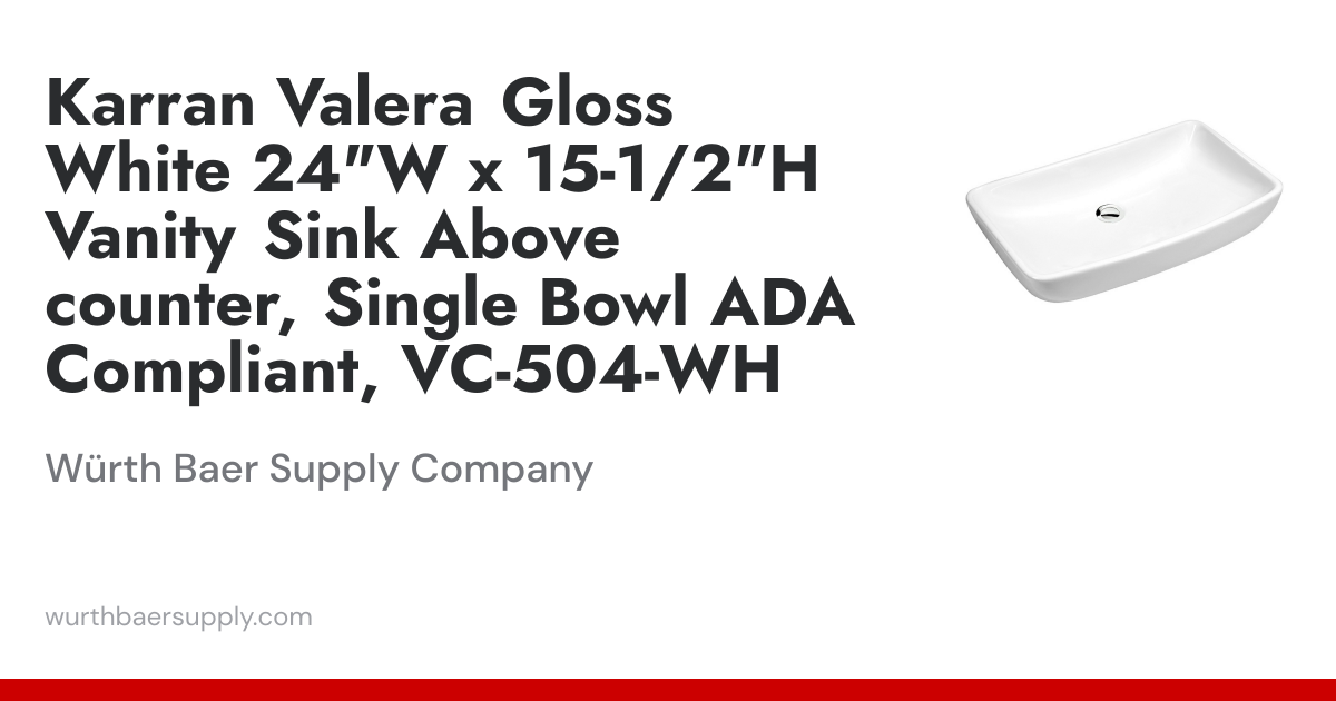 Karran Valera Gloss White 24"W x 15-1/2"H Vanity Sink Above counter ...