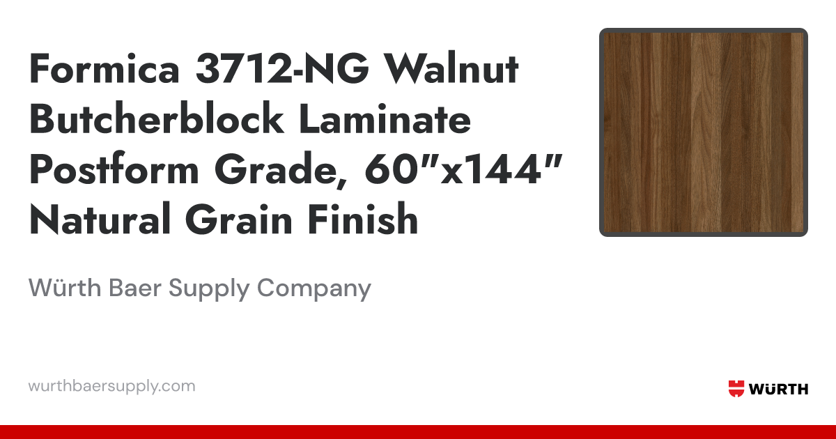 Formica 3712-NG Walnut Butcherblock Laminate Postform Grade, 60"x144 ...