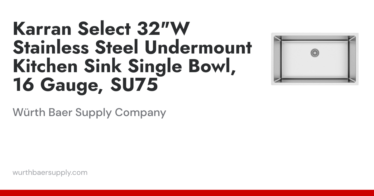 Karran Select 32"W Stainless Steel Undermount Kitchen Sink Single Bowl ...