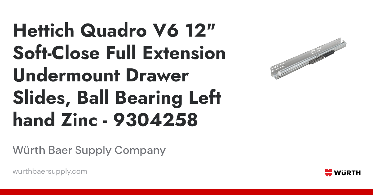 Hettich Quadro V6 12" Soft-Close Full Extension Undermount Drawer ...