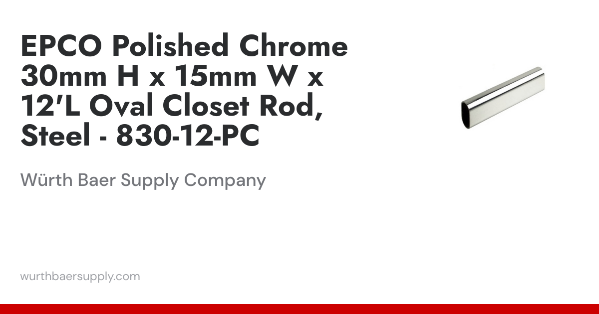 EPCO Polished Chrome 30mm H x 15mm W x 12'L Oval Closet Rod, Steel ...