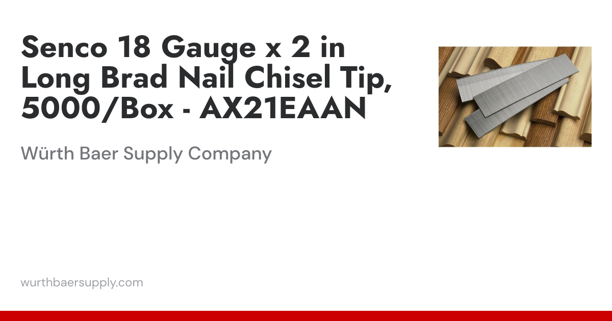 Senco 18 Gauge x 2 in Long Brad Nail Chisel Tip, 5000/Box - AX21EAAN ...