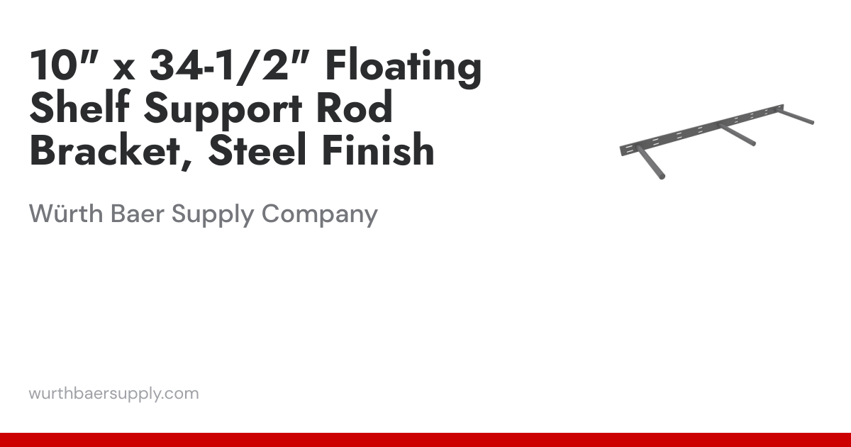 10" x 34-1/2" Floating Shelf Support Rod Bracket, Steel Finish | Würth ...