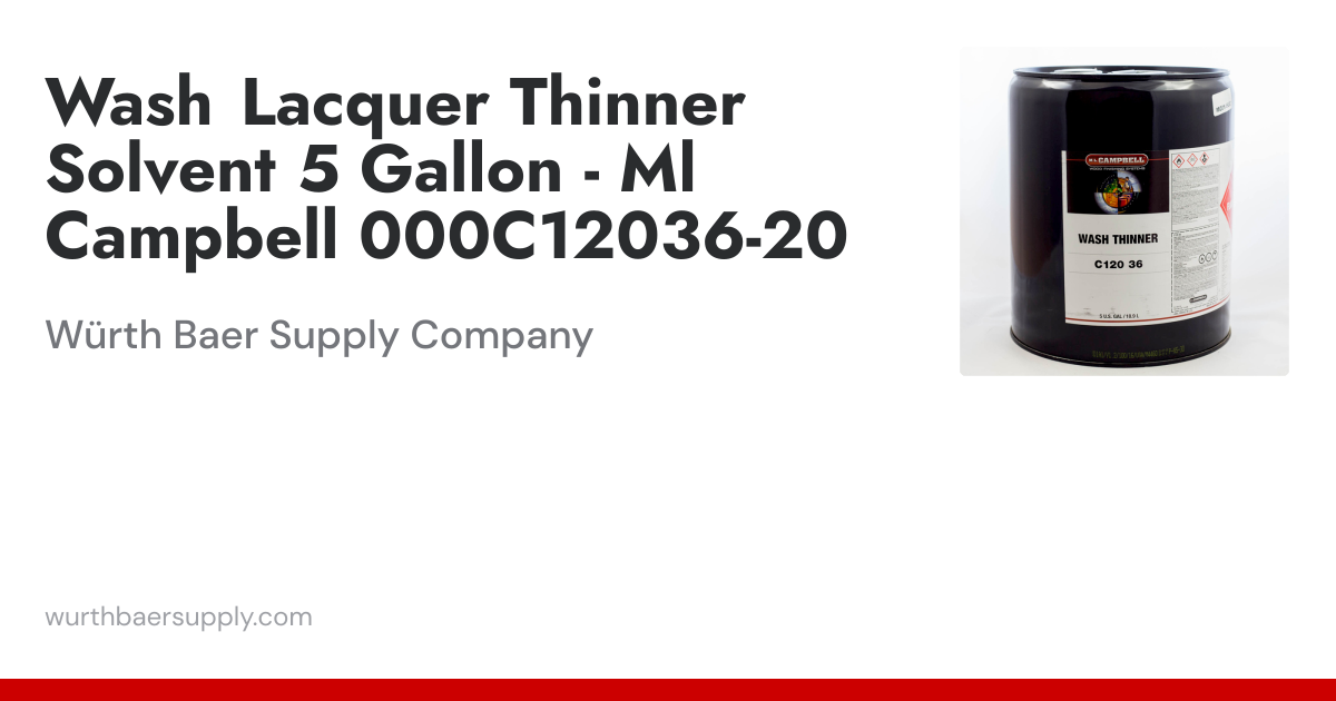 Wash Lacquer Thinner Solvent 5 Gallon - Ml Campbell 000C12036-20 ...