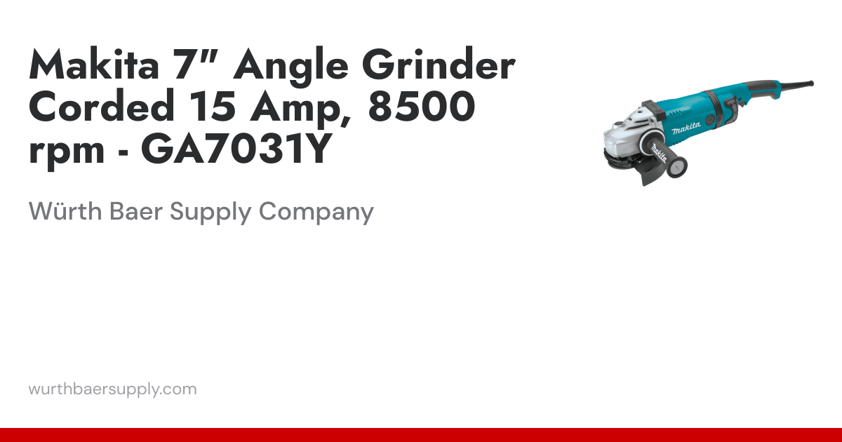Makita 7" Angle Grinder Corded 15 Amp, 8500 rpm - GA7031Y | Würth Baer ...