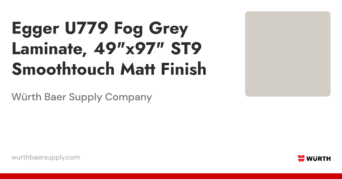 Egger U779 Fog Grey Laminate, 49"x97" ST9 Smoothtouch Matt Finish ...