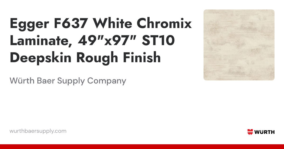 Egger F637 White Chromix Laminate, 49"x97" ST10 Deepskin Rough Finish ...