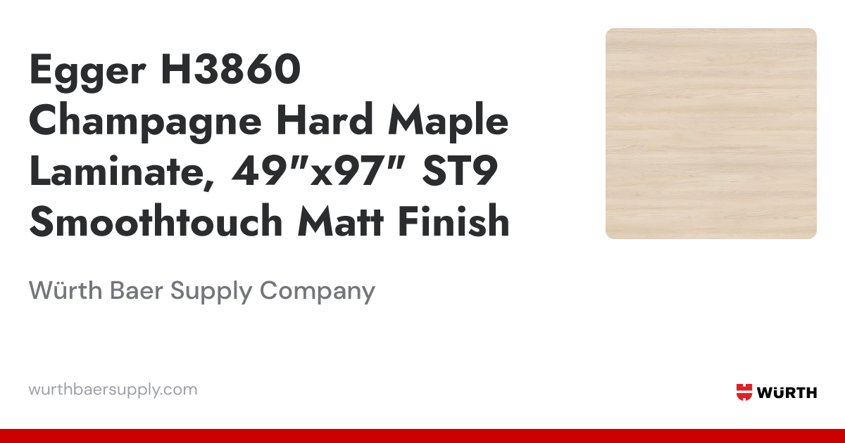 Egger H3860 Champagne Hard Maple Laminate, 49"x97" ST9 Smoothtouch Matt ...
