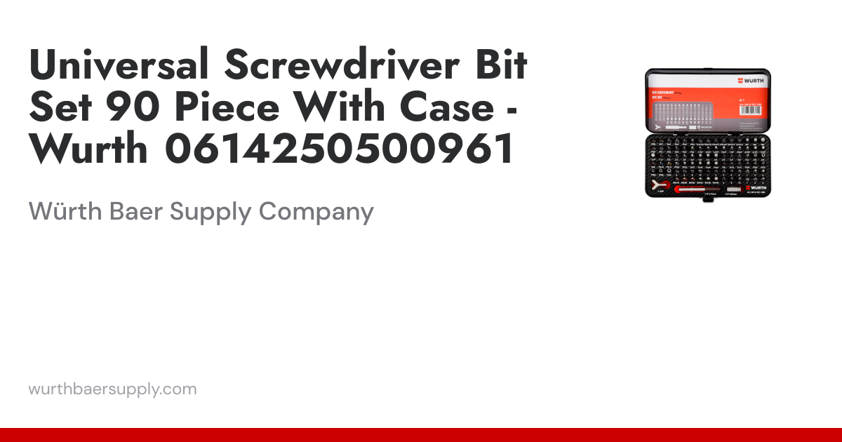 Universal Screwdriver Bit Set 90 Piece With Case - Wurth 0614250500961 ...