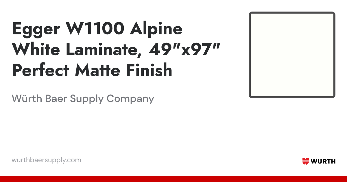 Egger W1100 Alpine White Laminate, 49"x97" Perfect Matte Finish | Würth ...