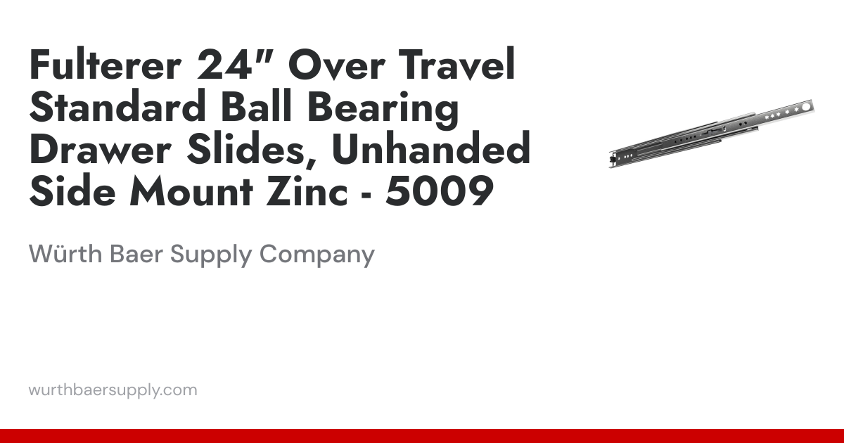 Fulterer 24" Over Travel Standard Ball Bearing Drawer Slides, Unhanded ...