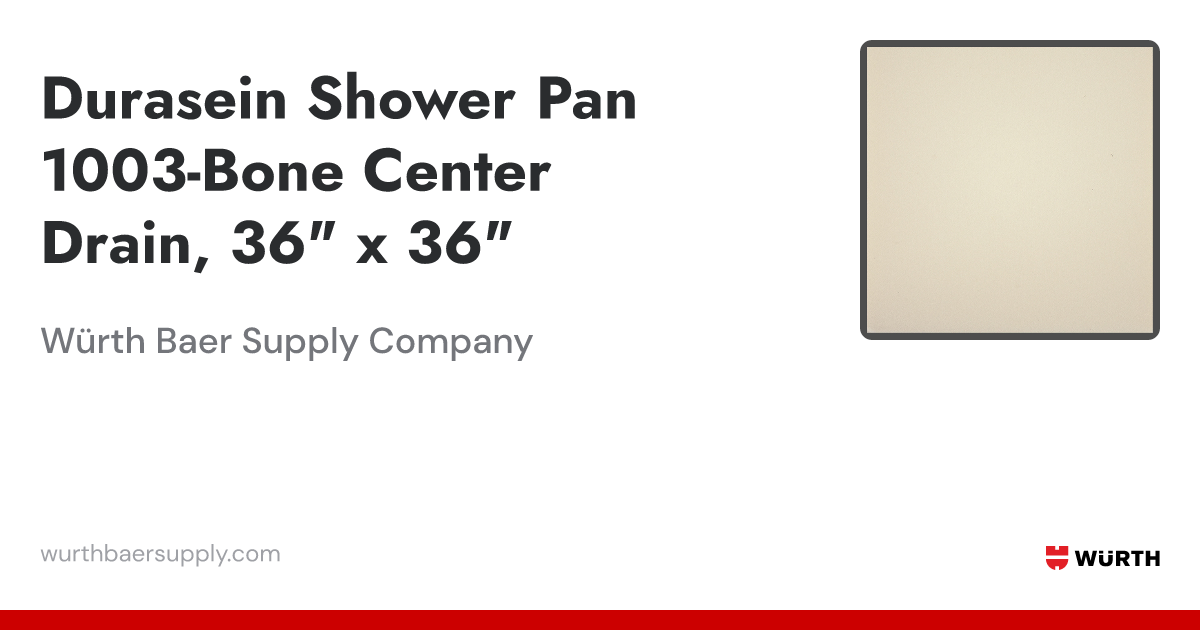 Durasein Shower Pan 1003-Bone Center Drain, 36" x 36" | Würth Baer ...