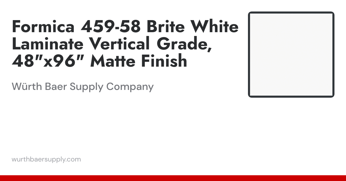 Formica 459-58 Brite White Laminate Vertical Grade, 48"x96" Matte ...