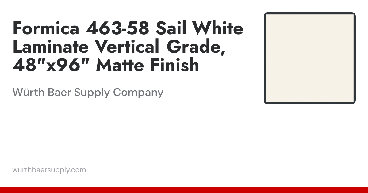 Formica 463-58 Sail White Laminate Vertical Grade, 48"x96" Matte Finish ...