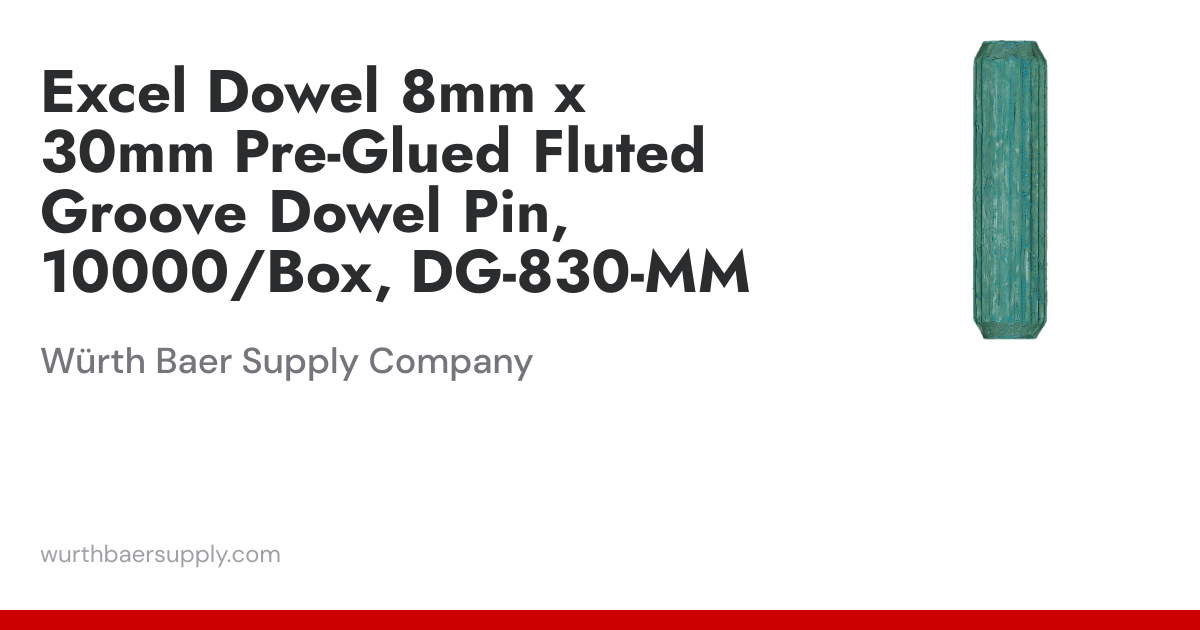 Excel Dowel 8mm x 30mm Pre-Glued Fluted Groove Dowel Pin, 10000/Box, DG ...