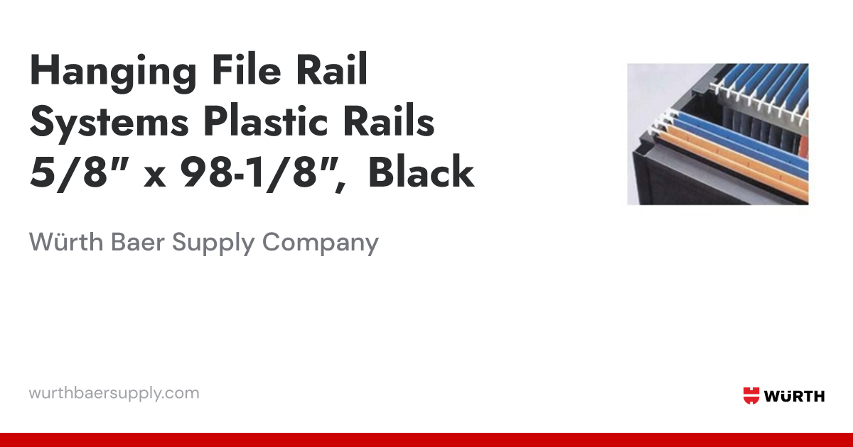 Hanging File Rail Systems Plastic Rails 5/8" x 98-1/8", Black | Würth ...