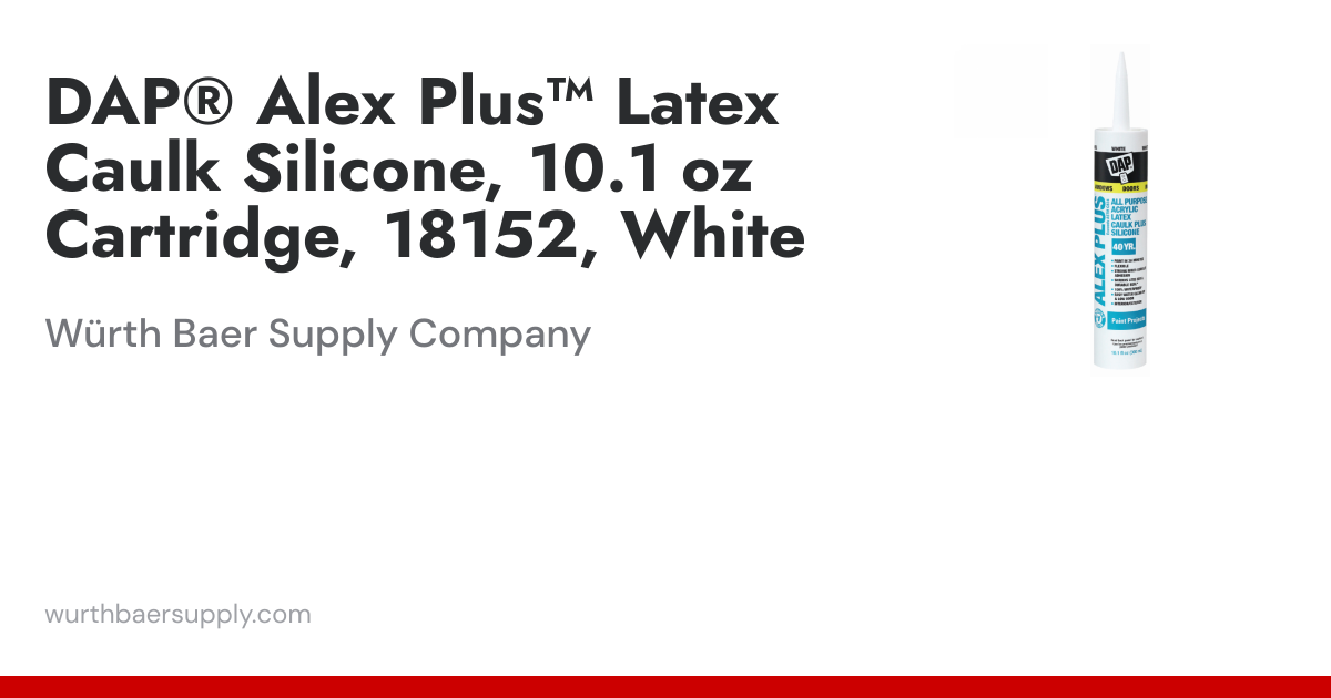 DAP® Alex Plus™ Latex Caulk Silicone, 10.1 oz Cartridge, 18152, White ...