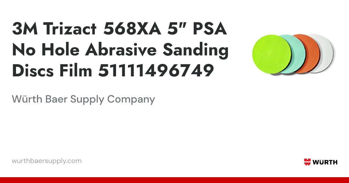 3M Trizact 568XA 5" PSA No Hole Abrasive Sanding Discs on Film | Würth ...