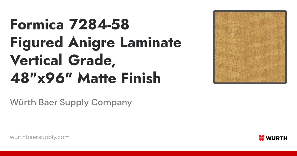 Formica 7284-58 Figured Anigre Laminate Vertical Grade, 48"x96" Matte ...