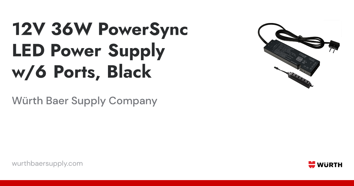 12V 36W PowerSync LED Power Supply w/6 Ports, Black | Würth Baer Supply ...