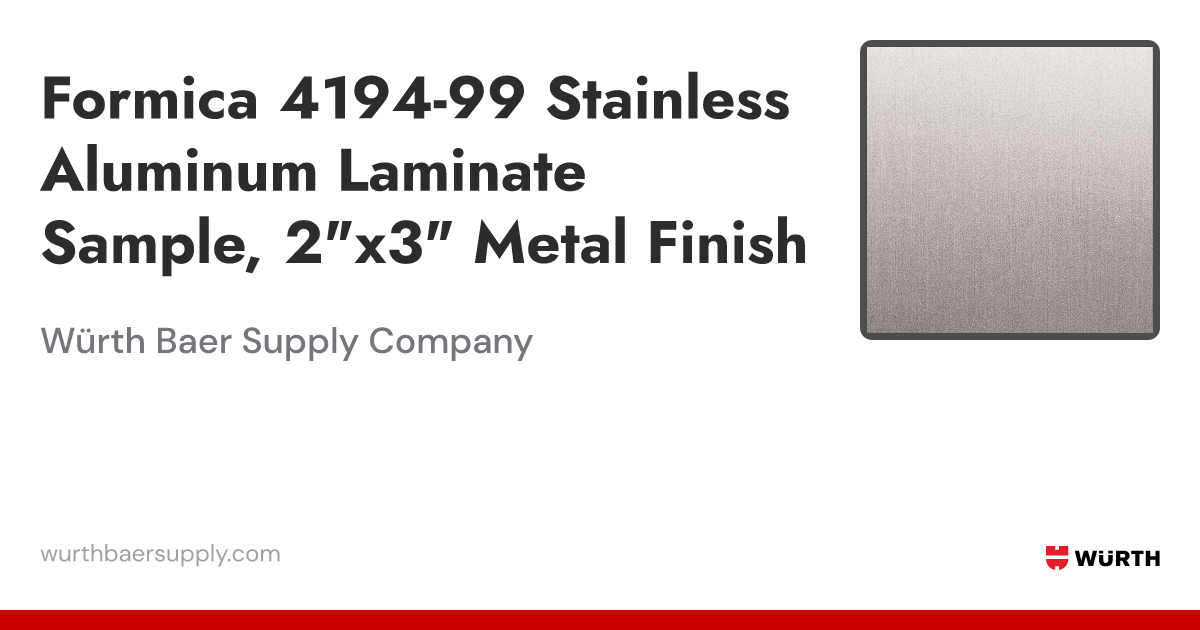 Formica 4194-99 Stainless Aluminum Laminate Sample, 2"x3" Metal Finish ...