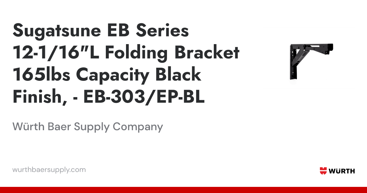 Sugatsune EB Series 12-1/16"L Folding Bracket 165lbs Capacity Black ...