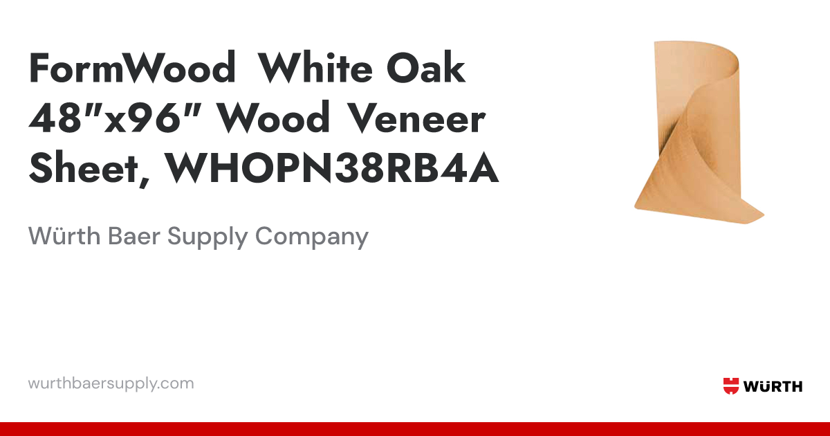 FormWood White Oak 48"x96" Wood Veneer Sheet, WHOPN38RB4A | Würth Baer ...