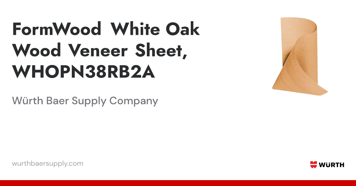 FormWood White Oak Wood Veneer Sheet, WHOPN38RB2A | Würth Baer Supply ...