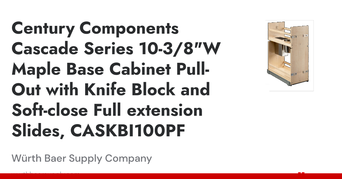 Century Components Cascade Series 10-3/8"W Maple Base Cabinet Pull-Out ...