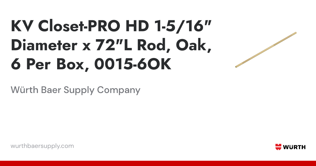 KV Closet-PRO HD 1-5/16" Diameter x 72"L Rod, Oak, 6 Per Box, 0015-6OK ...