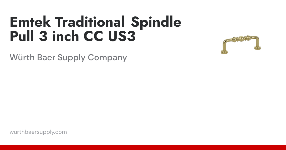 Emtek Traditional Spindle Pull, 3"CC, Polished Brass - 86128US3 | Würth ...