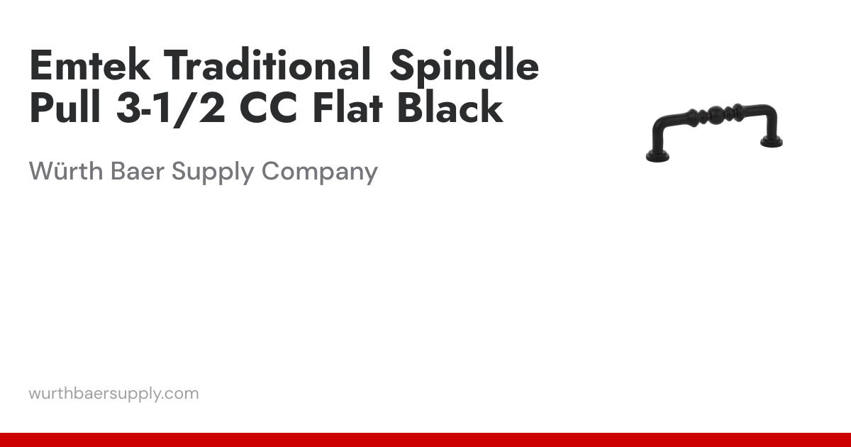 Emtek Traditional Spindle Pull 3-1/2 CC Flat Black | Würth Baer Supply ...