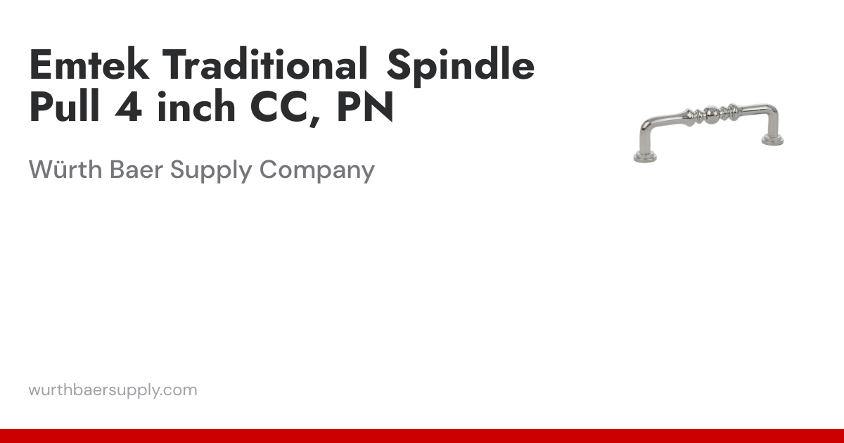 Emtek Traditional Spindle Pull, 4"CC, Polished Nickel - 86130US14 ...