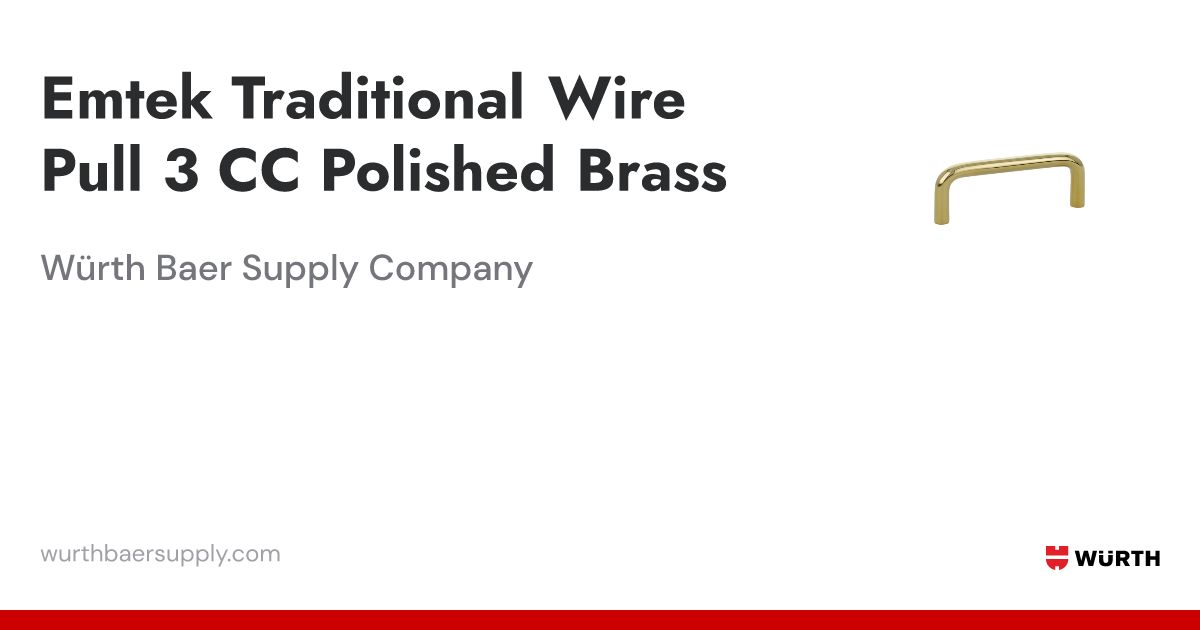 Emtek Traditional Wire Pull, 3"CC, Polished Brass - 86131US3 | Würth ...