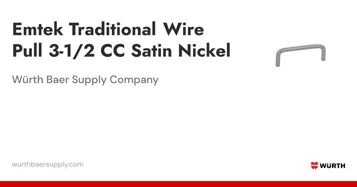 Emtek Traditional Wire Pull, 3-1/2"CC, Satin Nickel - 86132US15 | Würth ...