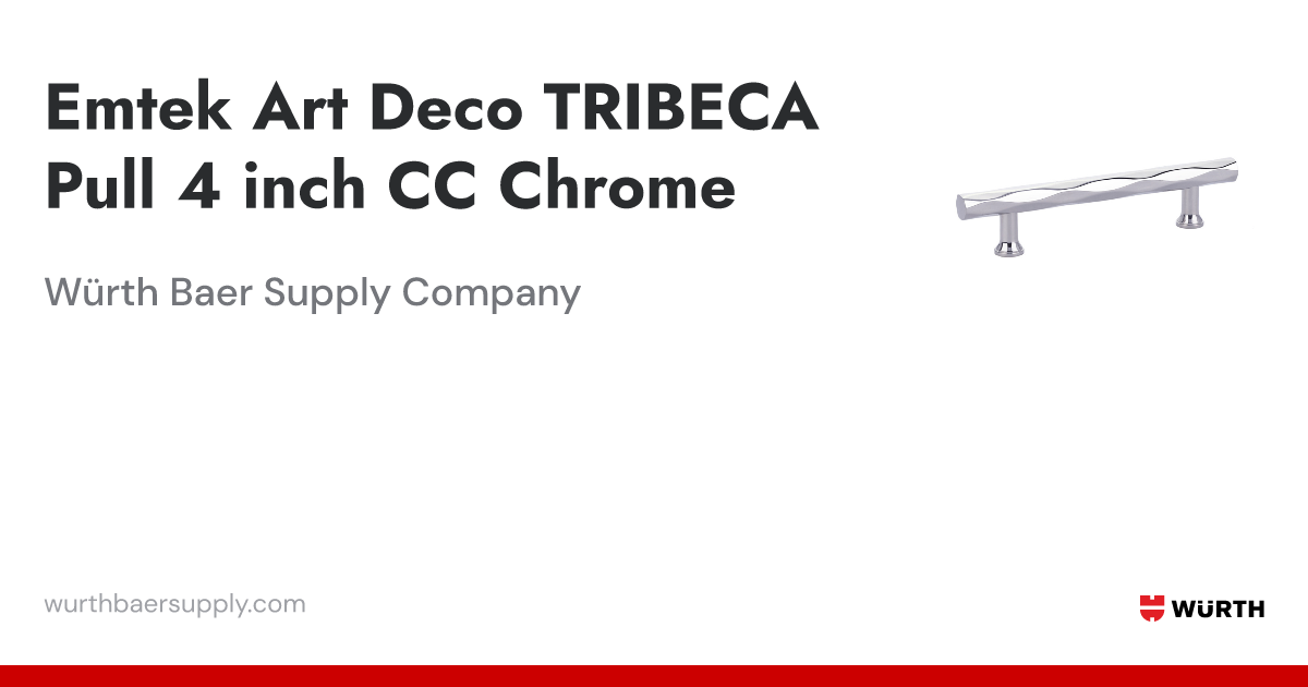 Emtek Art Deco TRIBECA Pull, 4"CC, Polished Chrome - 86429US26 | Würth ...