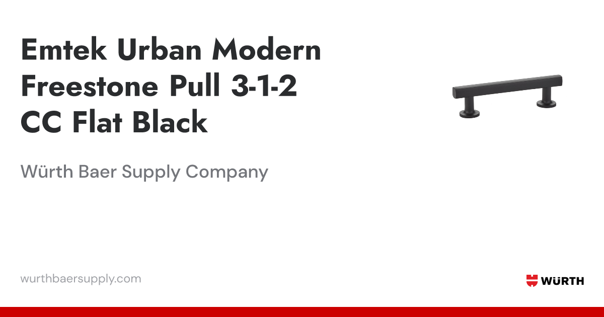 Emtek Urban Modern Freestone Pull, 3-1/2"CC, Flat Black - 86453US19 ...
