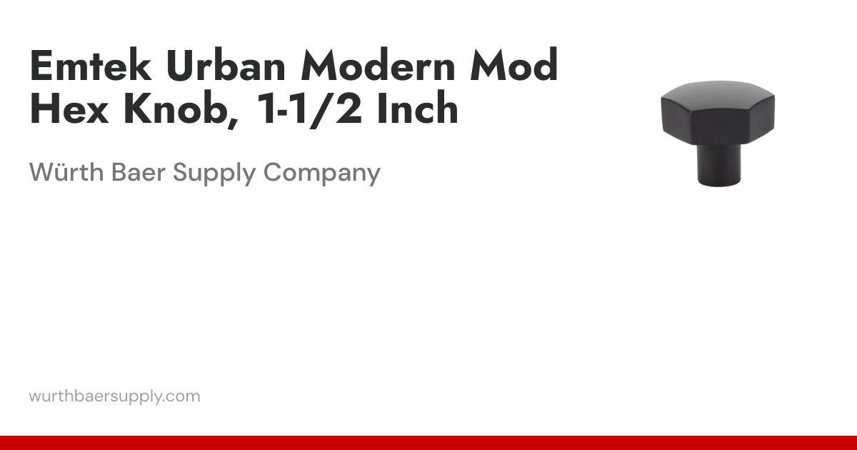Emtek Urban Modern Mod Hex Knob, 1-1/2" Diameter, Flat Black ...