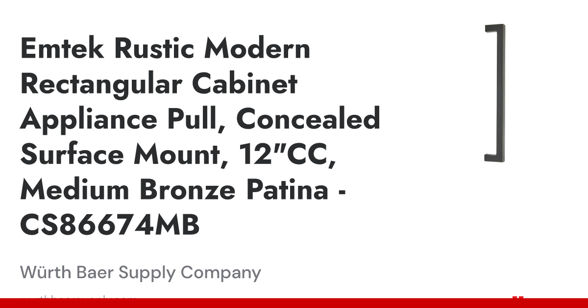 Emtek Rustic Modern Rectangular Cabinet Appliance Pull, Concealed ...